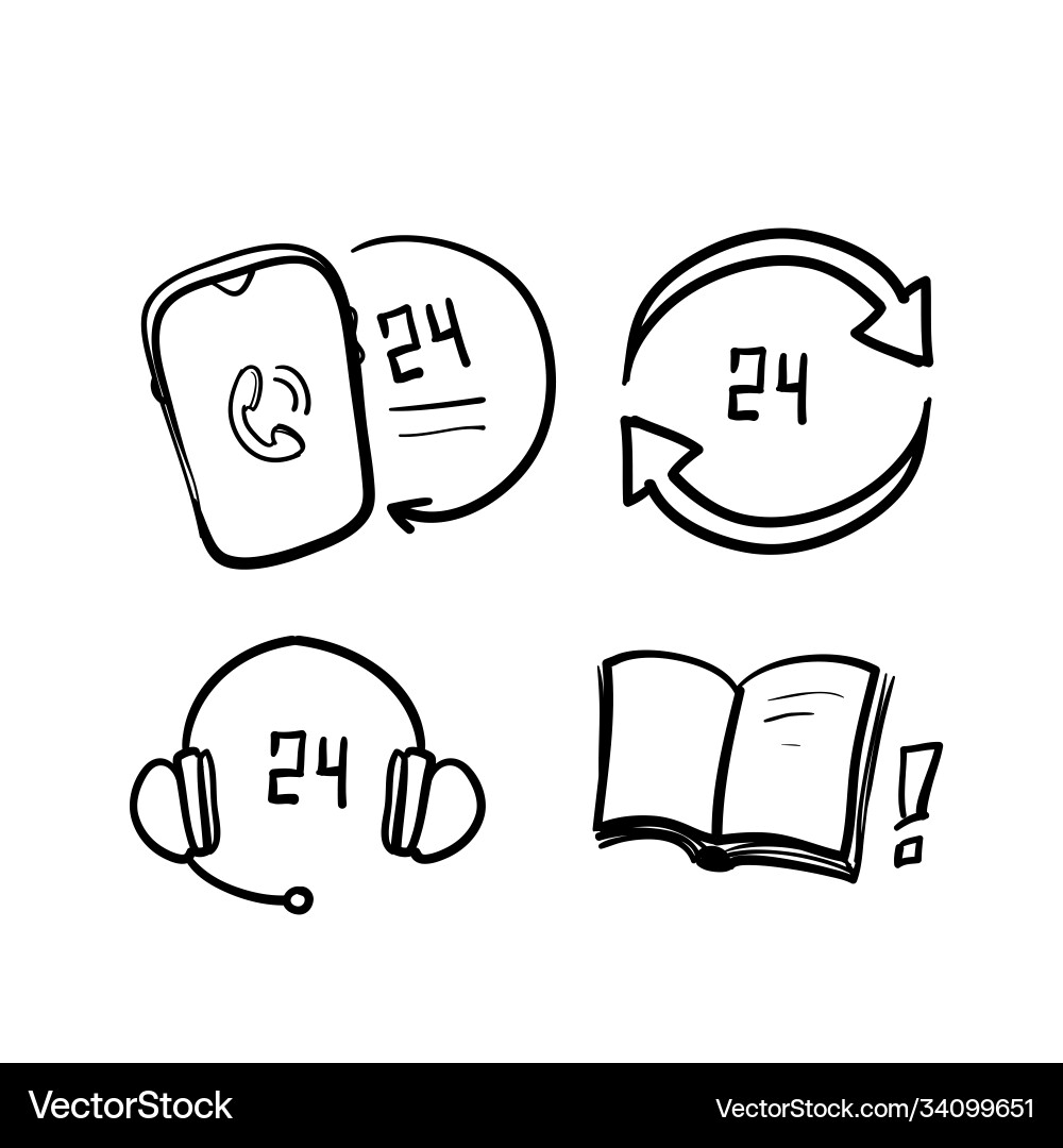 Hand drawn simple set help and support related Vector Image