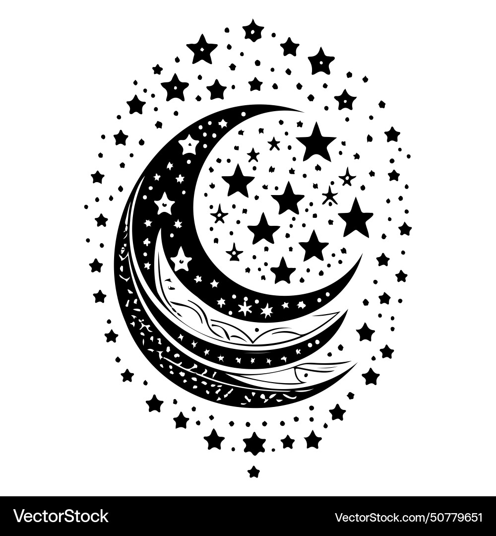 Moon star ramadan arabic islamic sketch draw Vector Image