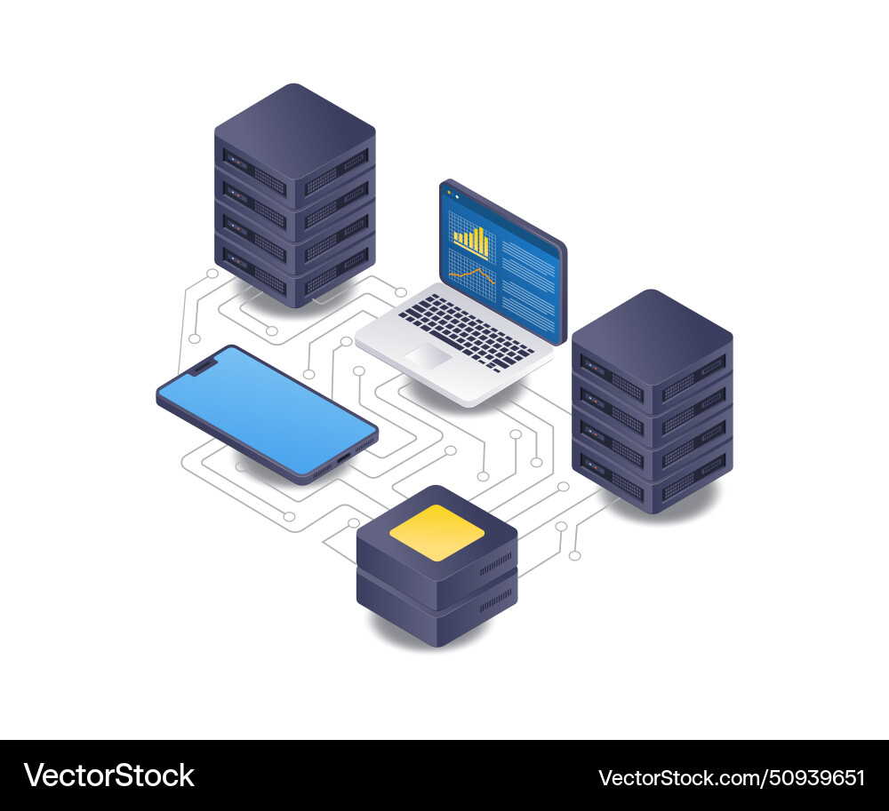 Network management server data analysis Royalty Free Vector