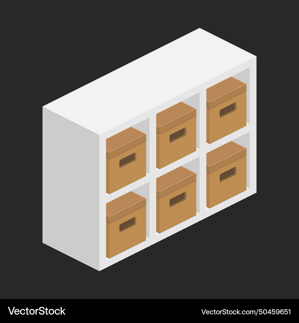 Storage shelf bookcase with parcel boxes Vector Image