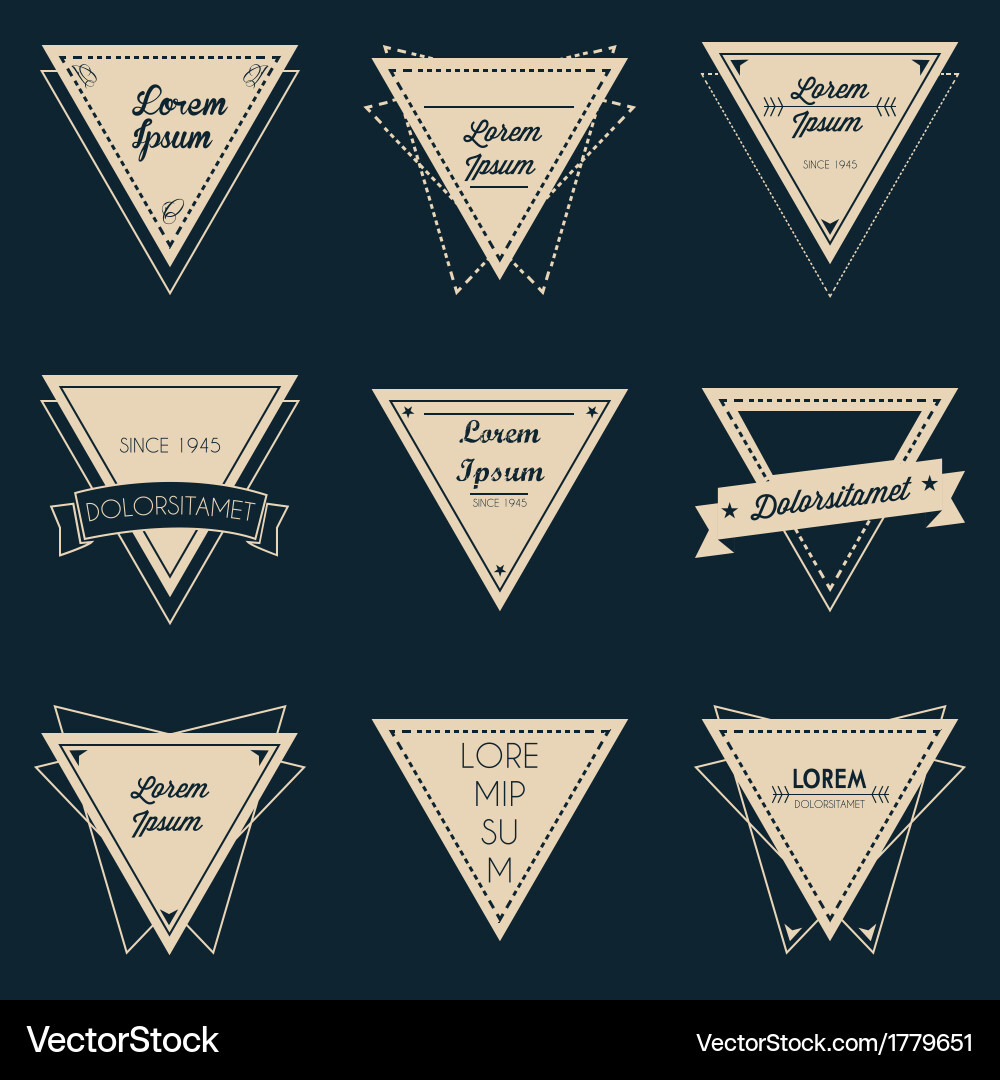 Triangle vintage label set Royalty Free Vector Image