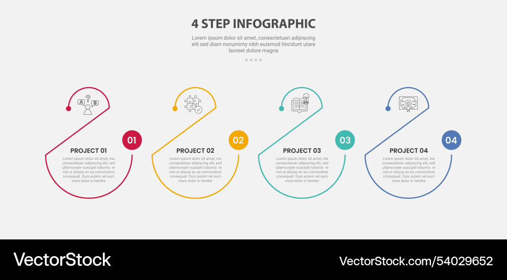 4 points template infographic outline style Vector Image