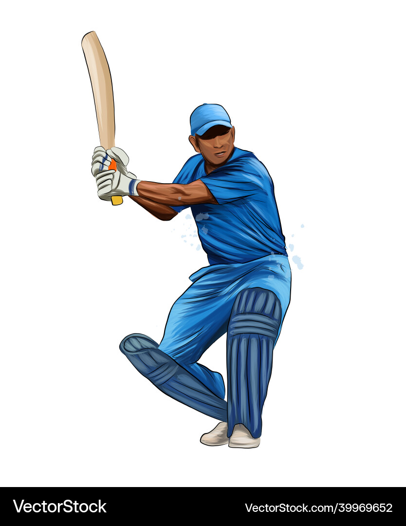 Abstract batsman playing cricket from splash Vector Image
