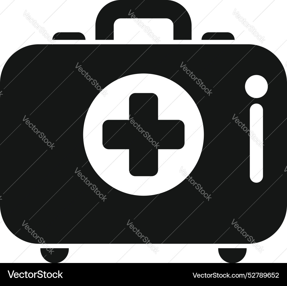 Black first aid kit icon showing medical help Vector Image