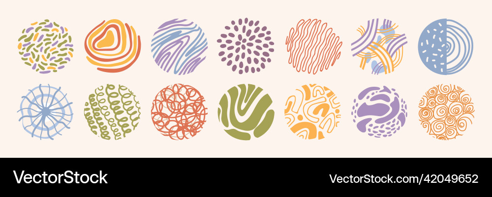Circle pattern doodle textures and print sample Vector Image
