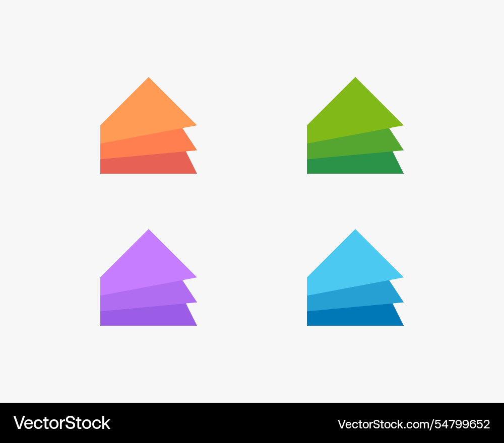 Creative colorful stacked house logo Royalty Free Vector