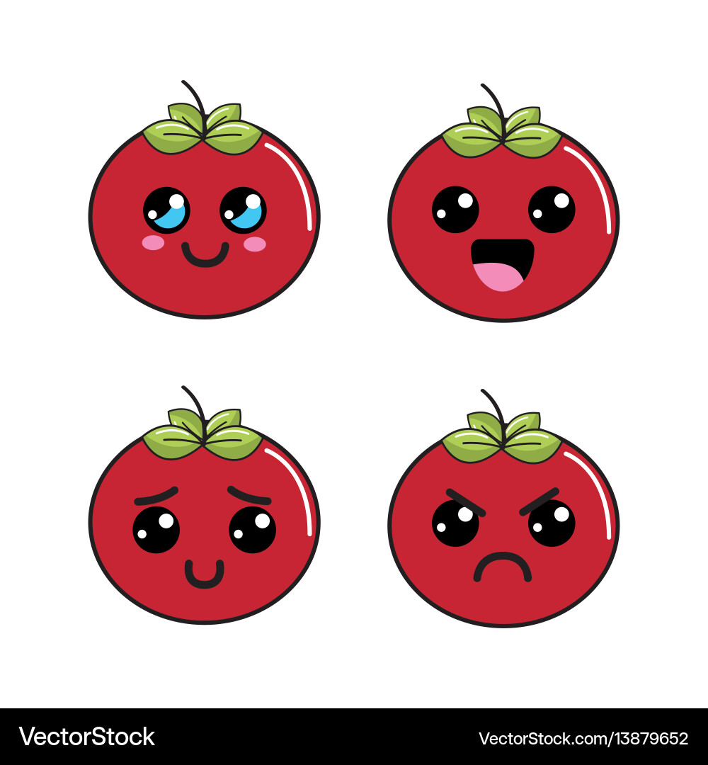 Cute Tomato Faces Royalty Free Vector Image - VectorStock