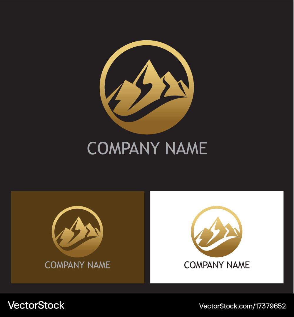 Gold mountain icon logo Royalty Free Vector Image