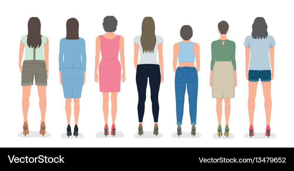 Group of women from back Royalty Free Vector Image