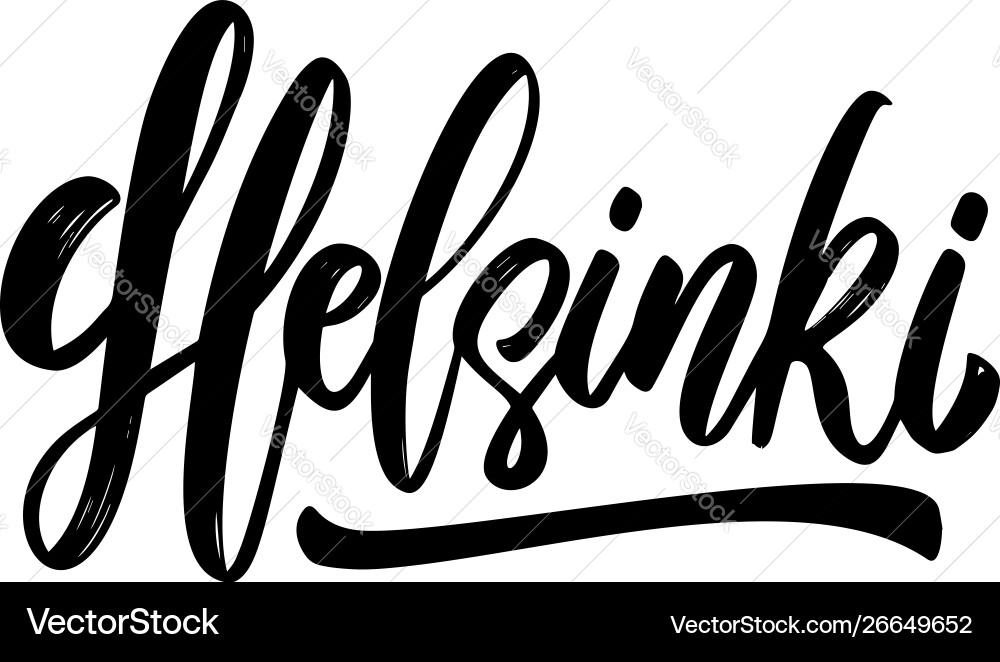 Helsinki capital finland lettering phrase Vector Image