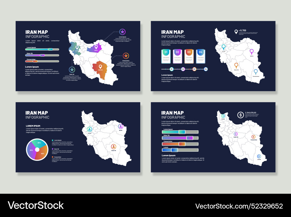 Iran map infographics Royalty Free Vector Image