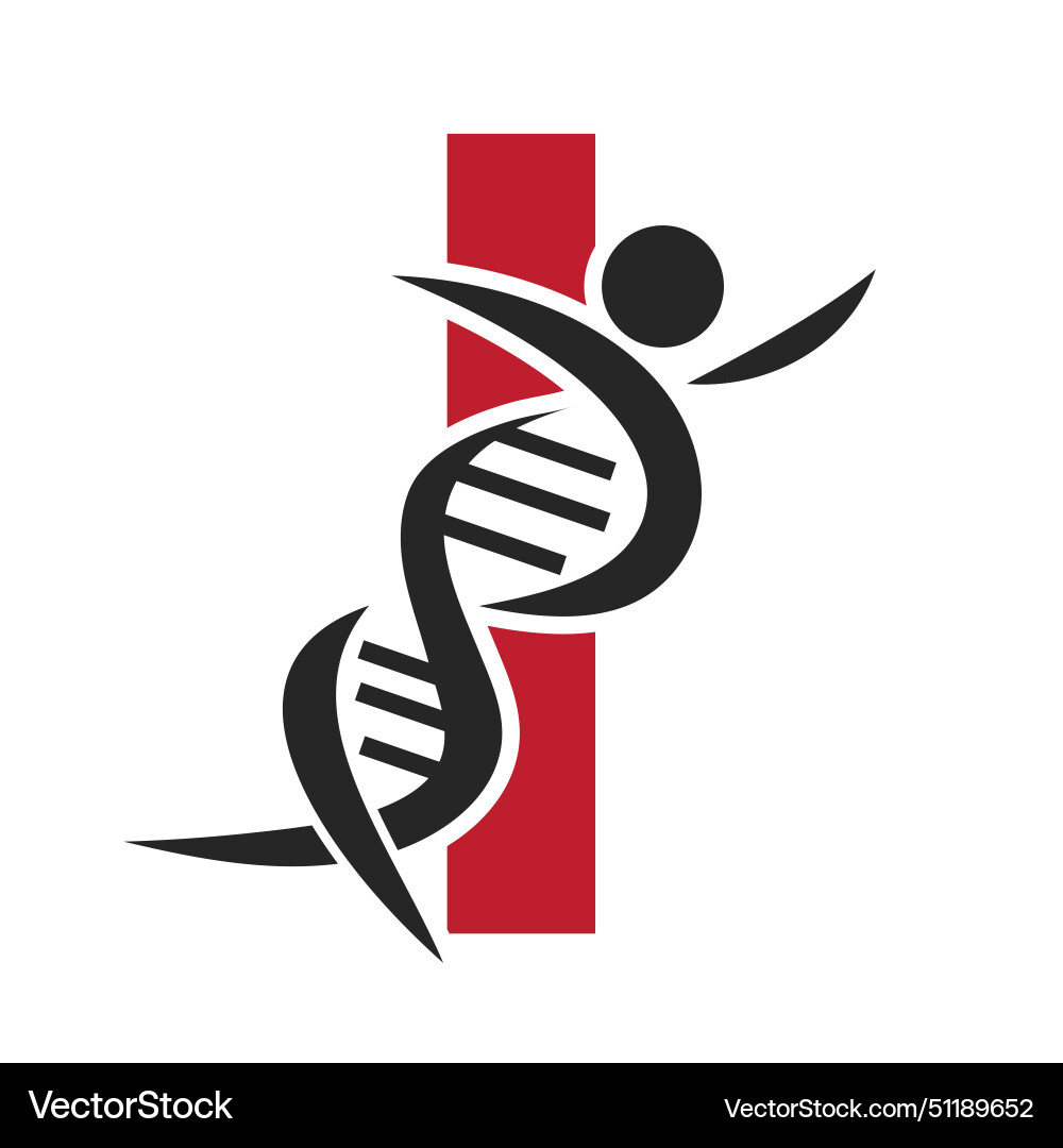 Letter i dna logo with human symbol cell icon Vector Image