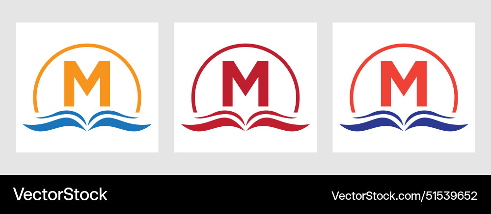 Letter m education logo book concept training Vector Image