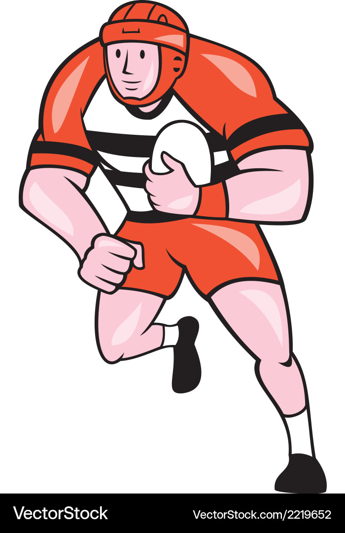Rugby player running with ball cartoon Royalty Free Vector