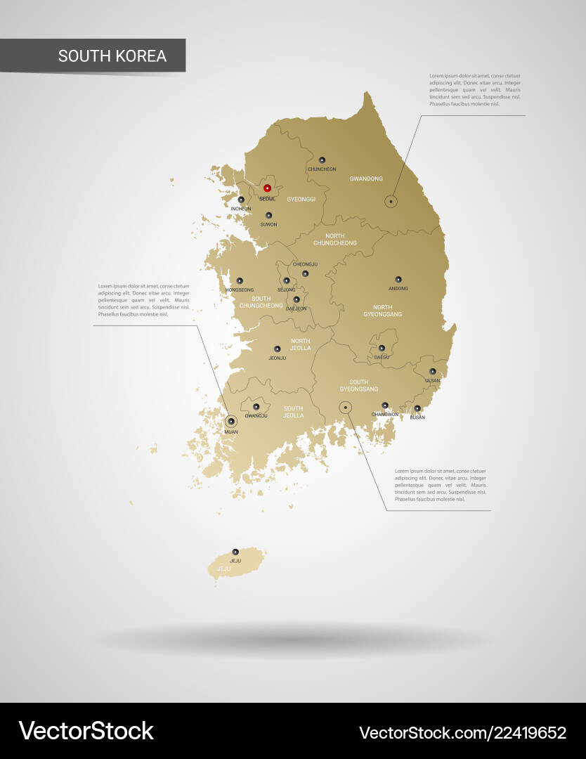 Stylized south korea map Royalty Free Vector Image