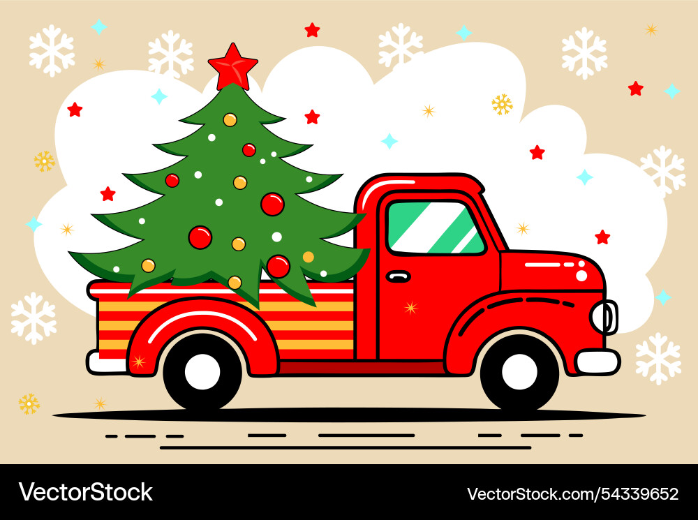 Truck and christmas tree Royalty Free Vector Image