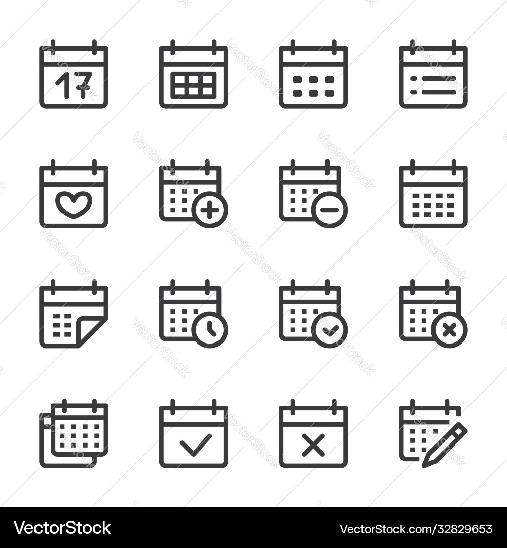 Calendar Line Icon - Schedule & Event Vector Image