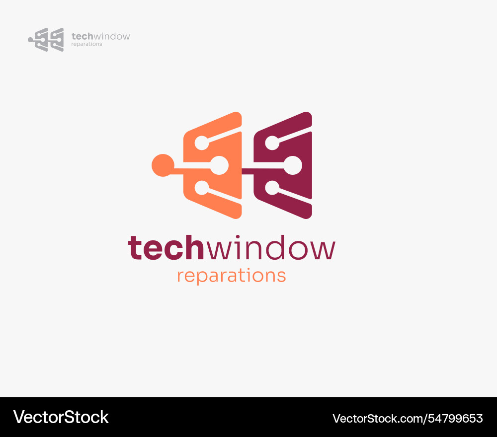 Creative double window technology logo Royalty Free Vector