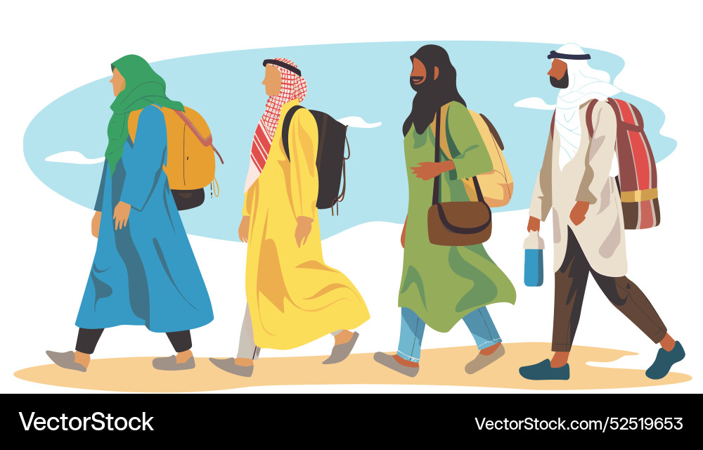 Group people wearing traditional middle eastern Vector Image