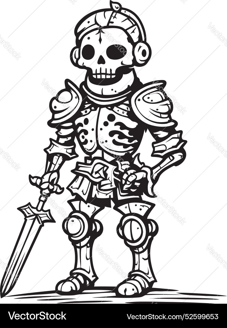 Haunted hero skeleton knight symbol in black Vector Image