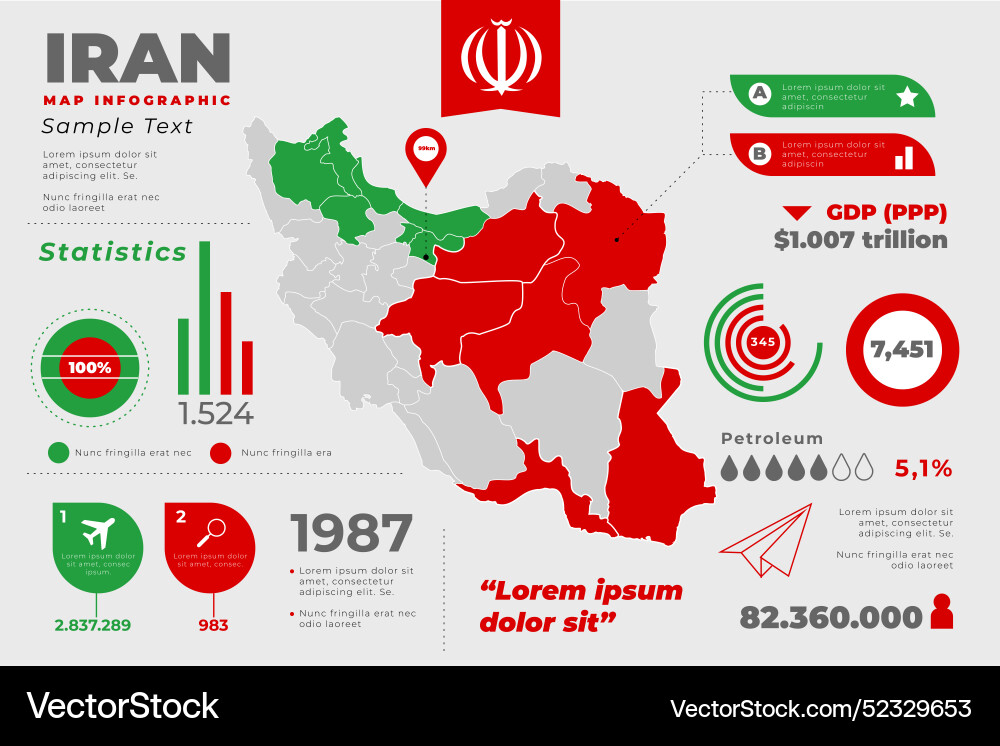 Iran map infographics Royalty Free Vector Image