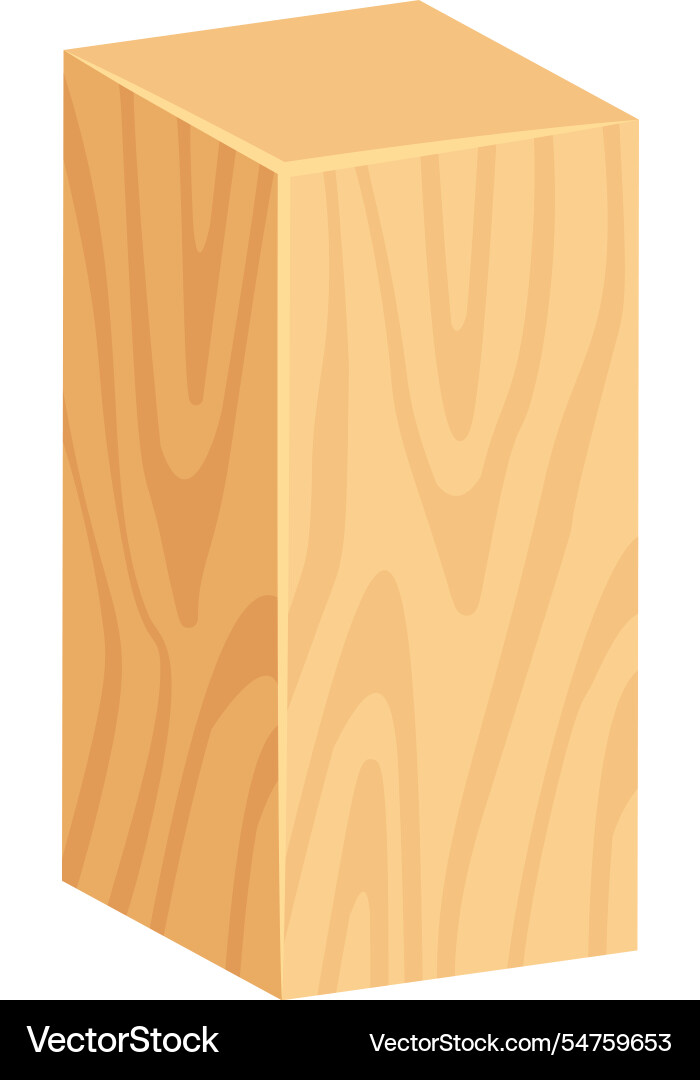 Light brown wooden block resting on a white Vector Image