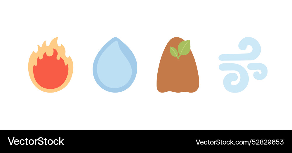 Nature elements water fire air and soil set Vector Image