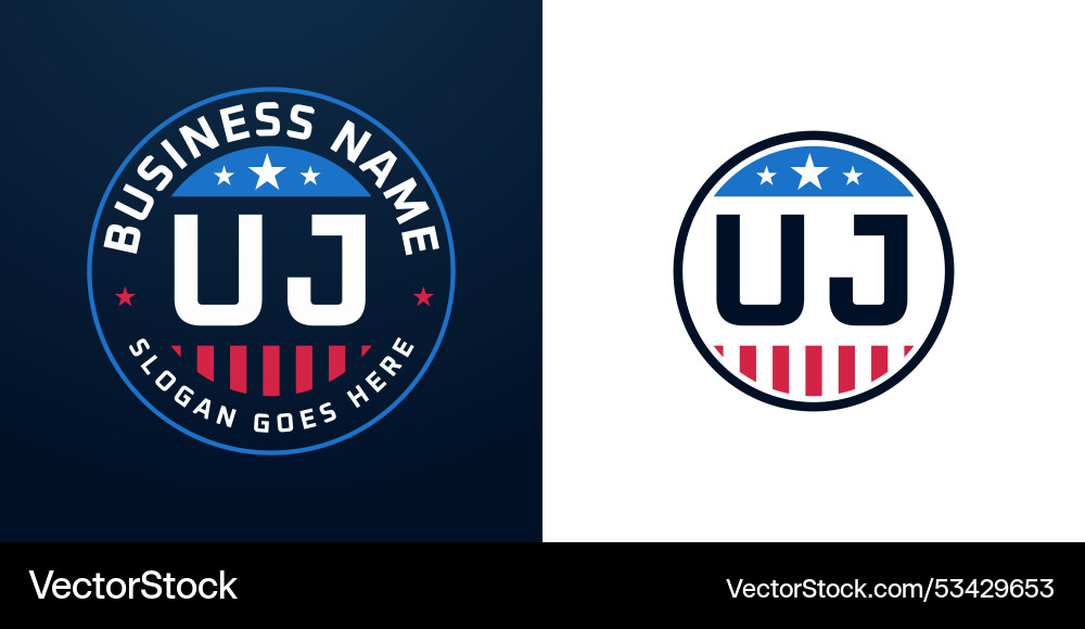 Patriotic uj logo design letter uj logo with Vector Image