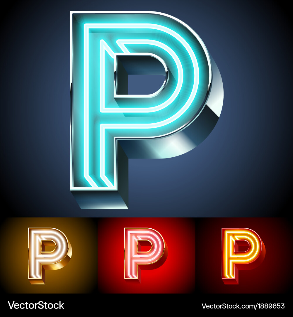 Realistic Neon Letter P Royalty Free Vector Image