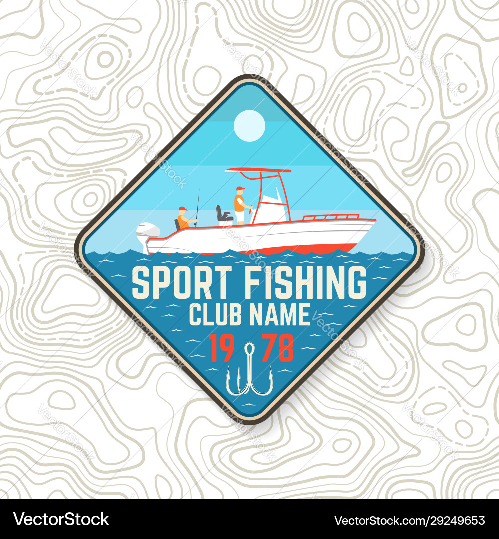 Sport fishing club patch Royalty Free Vector Image