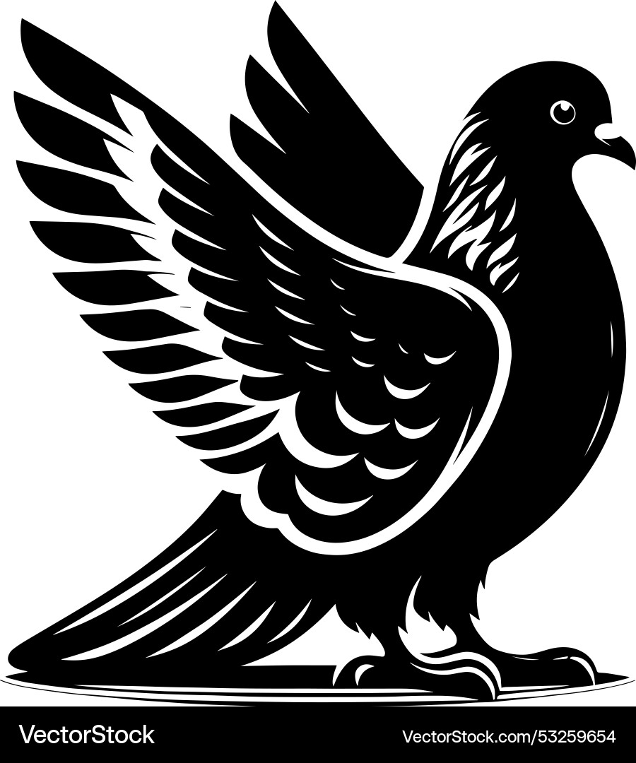 Beautiful dove bird flying silhouette isolated Vector Image