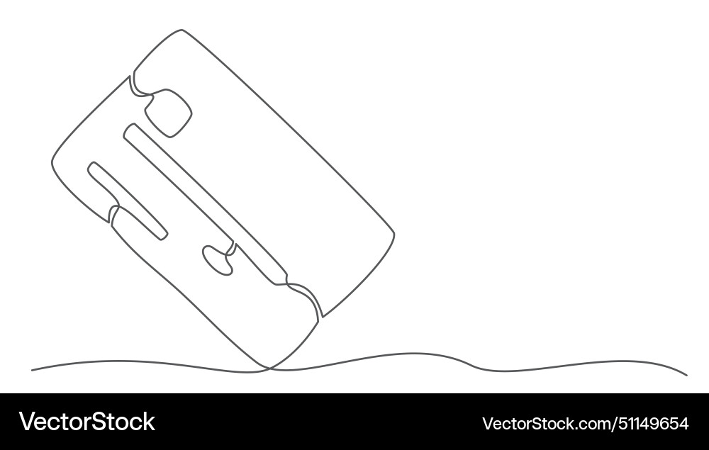 Credit card one line drawing isolated on white Vector Image