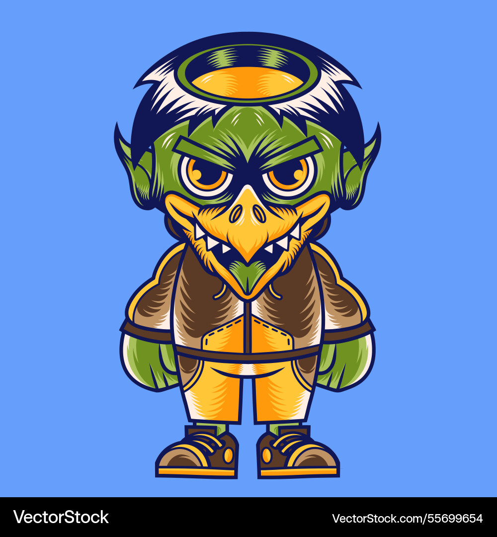Mascot character design cartoon kappa Royalty Free Vector