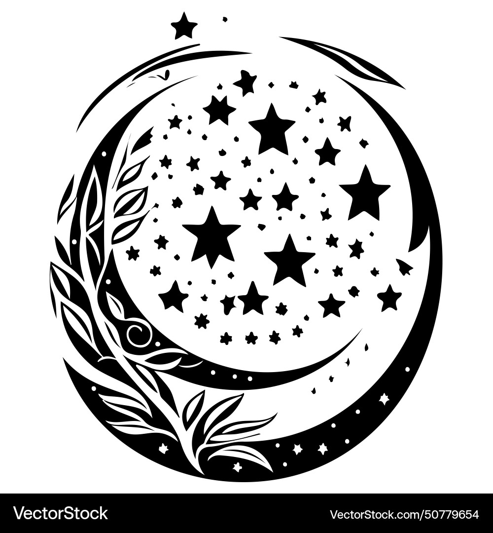 Moon star ramadan arabic islamic sketch draw Vector Image