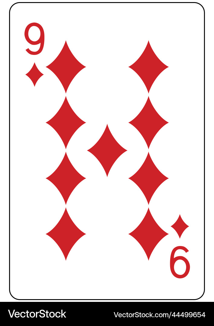 Nine of diamonds Royalty Free Vector Image - VectorStock