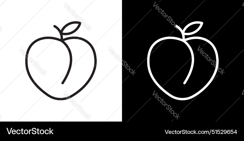 Peach icon set apricot fruit symbol butt sign Vector Image