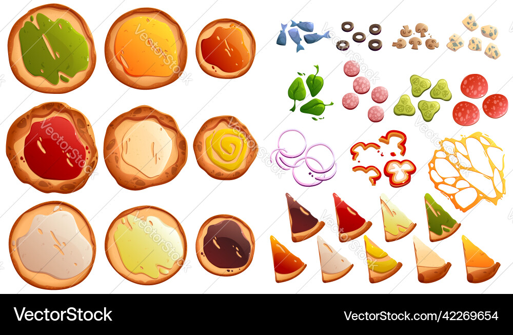 Pizza constructor with dough base sauces topping Vector Image