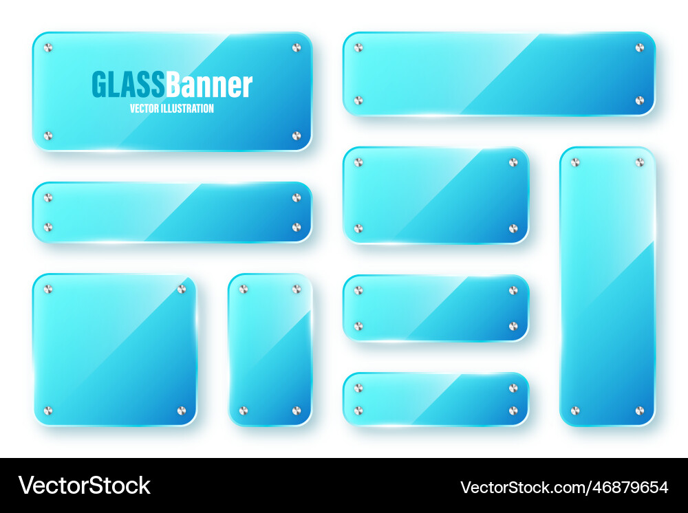 Realistic isolated glass frames collection blue Vector Image