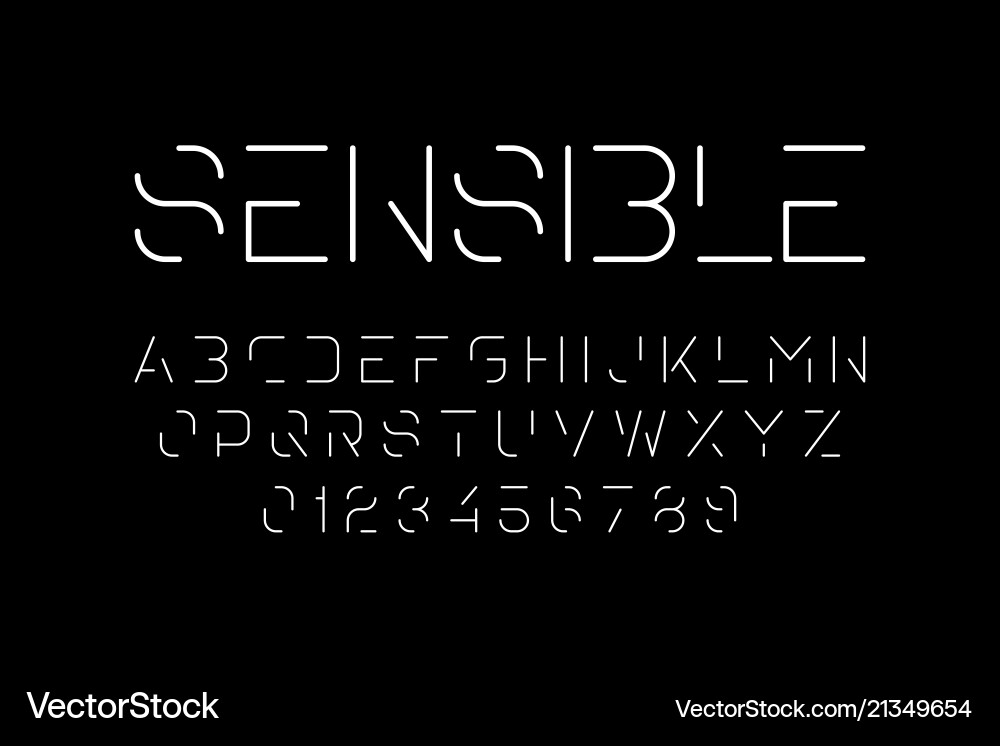 Dünne moderne minimale Schrift Alphabet und Zahlen Vektor Bild