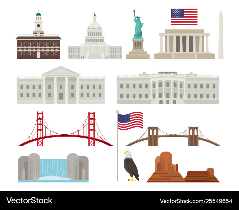 United states america usa objects Royalty Free Vector Image