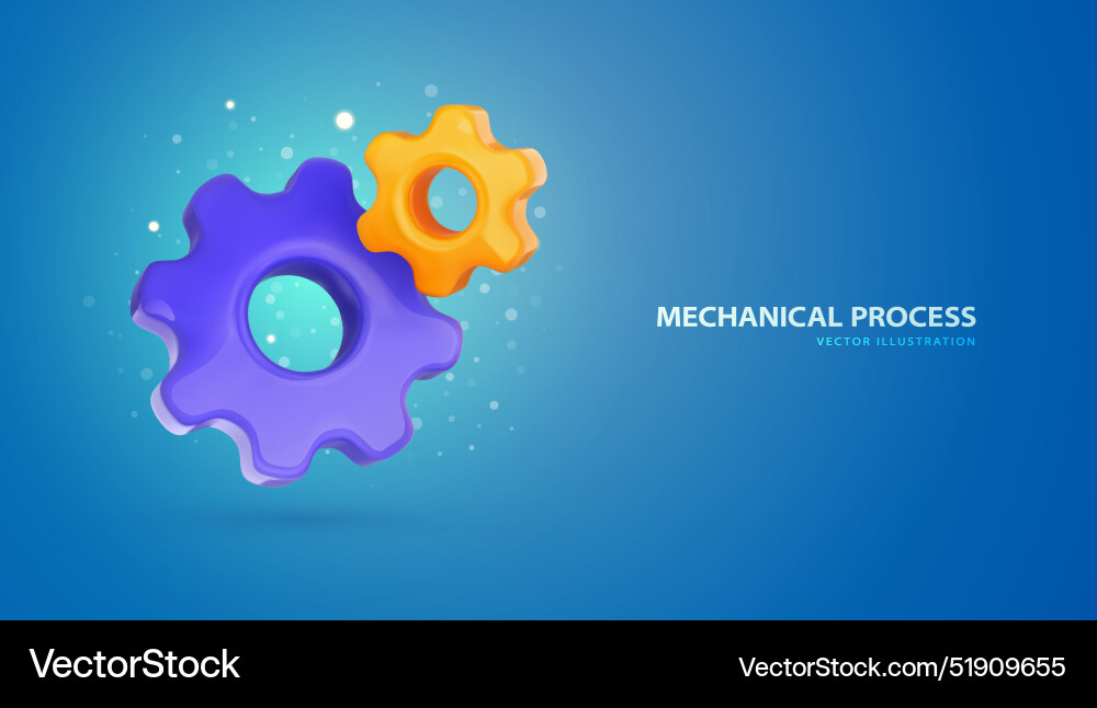 3d cartoon cog wheels Royalty Free Vector Image