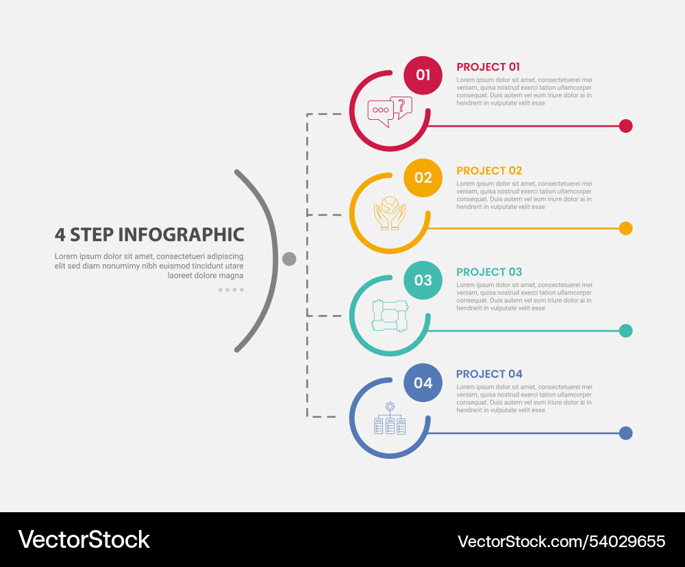 4 points template infographic outline style Vector Image