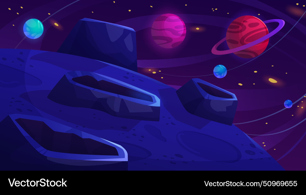 Alien planet surface with craters Royalty Free Vector Image