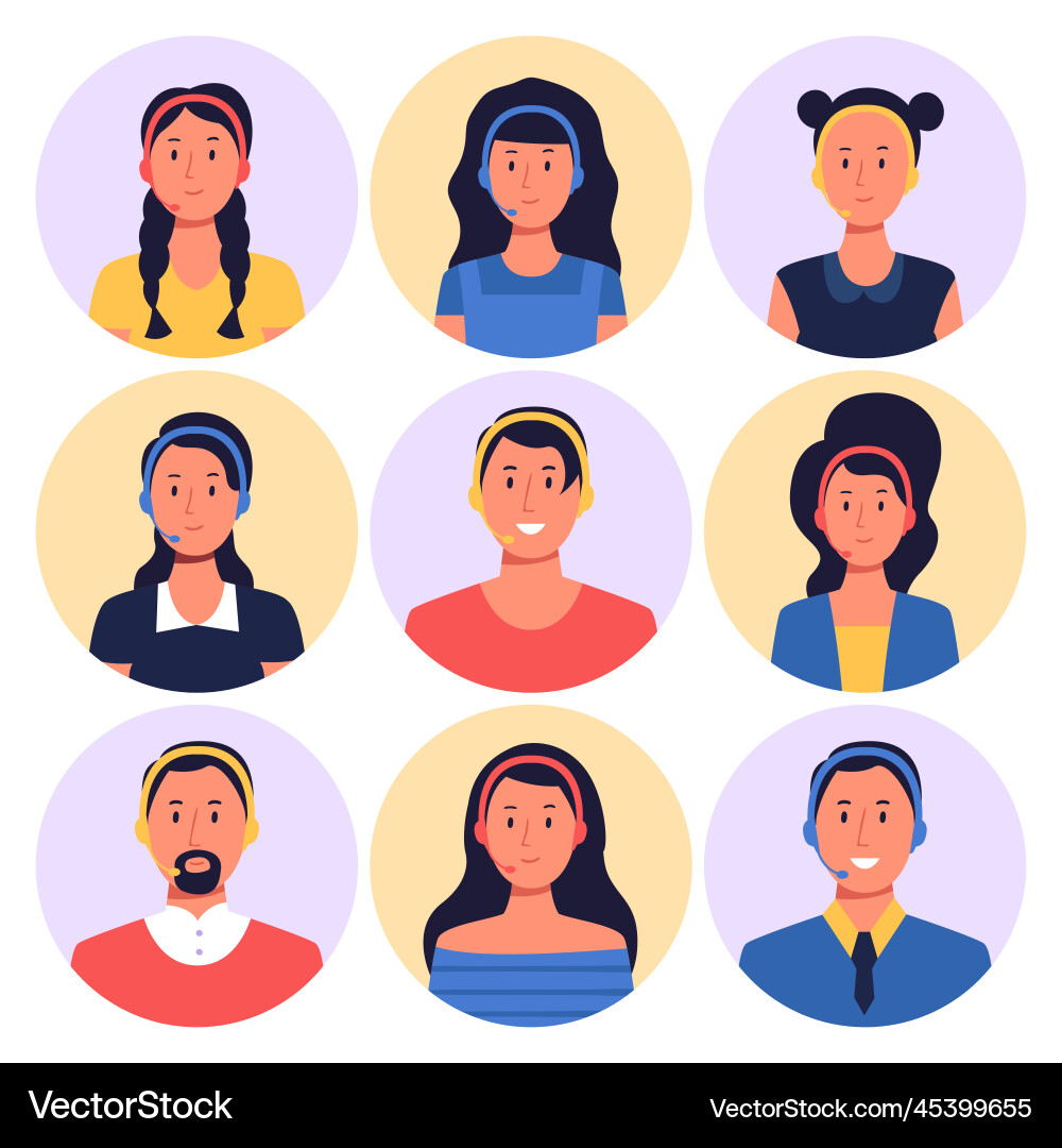 Call Center Support Team Royalty Free Vector Image