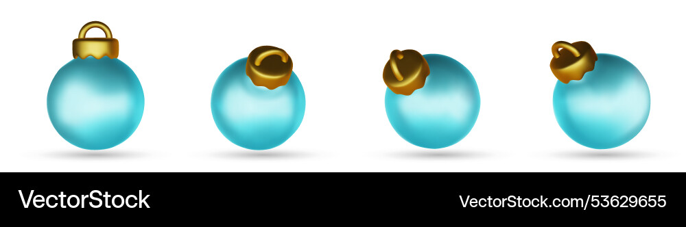 Christmas balls blue set design Royalty Free Vector Image