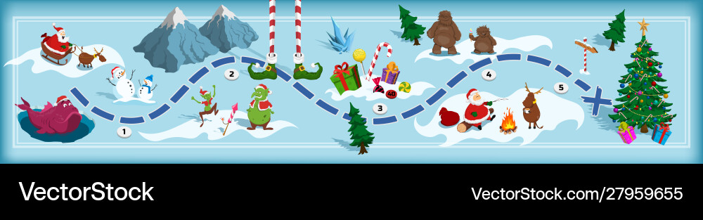 Christmas map with maze adventure board game Vector Image