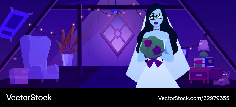 Creepy ghost bride Royalty Free Vector Image - VectorStock