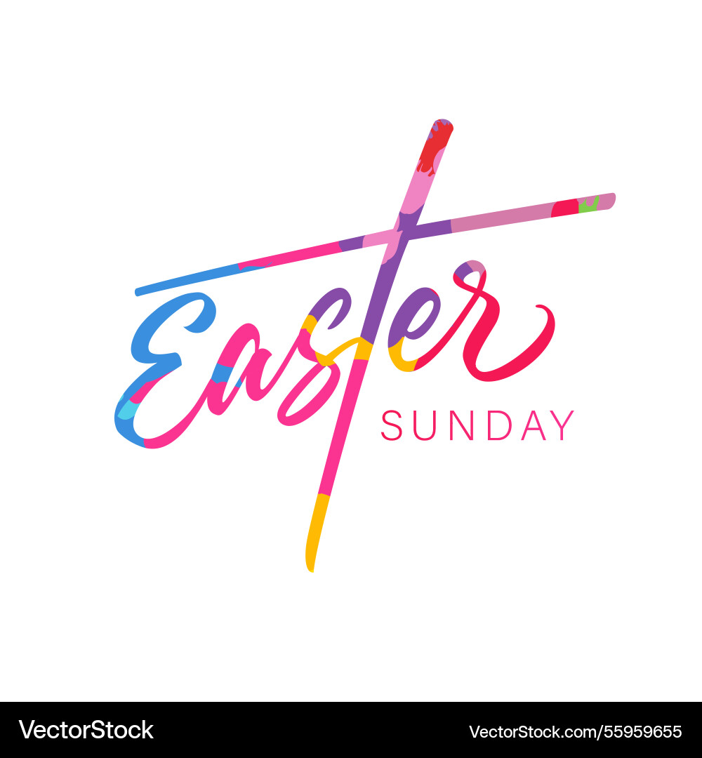 Easter sunday calligraphy colorful brush pattern Vector Image