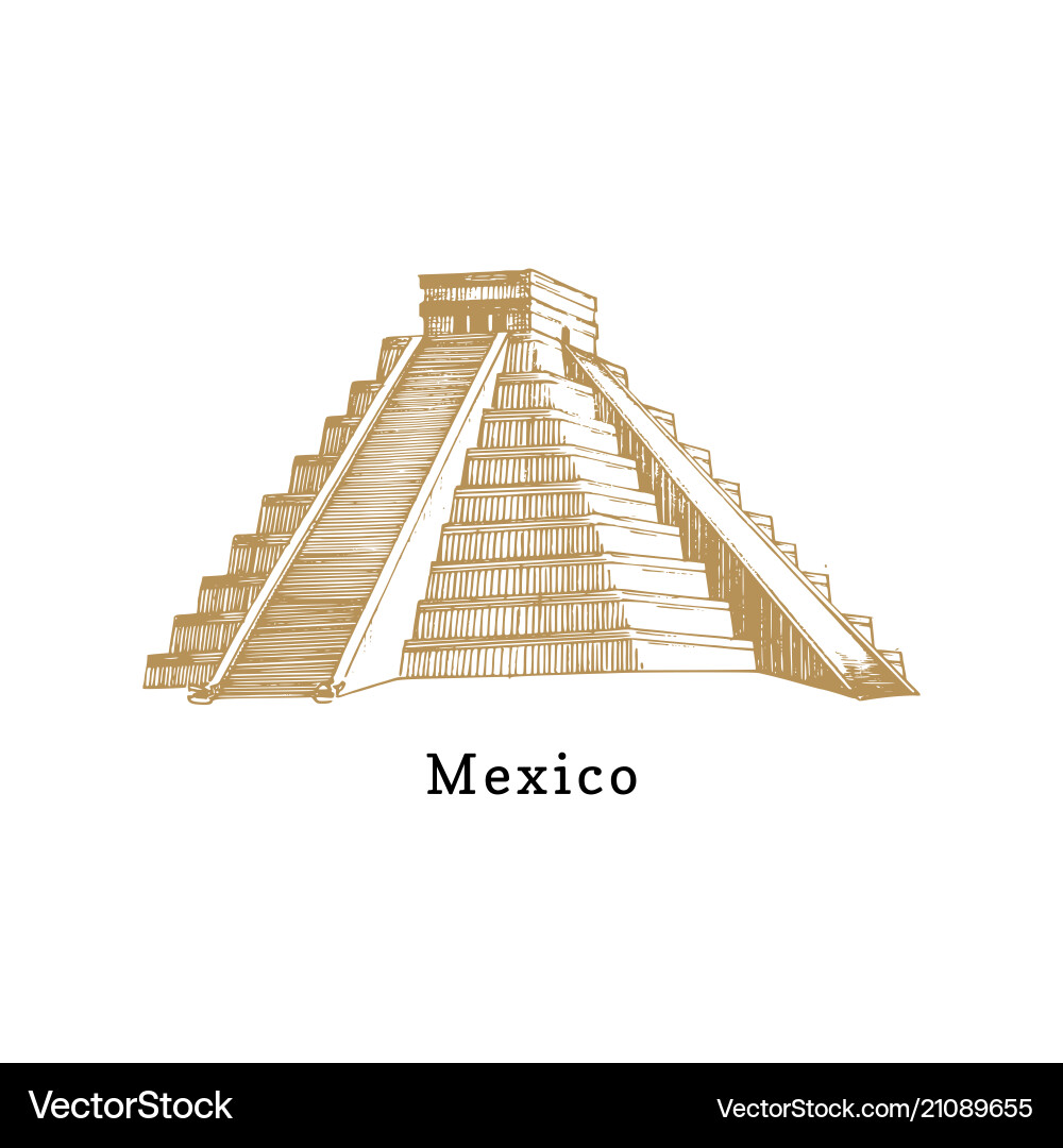 Hand sketched aztec pyramid Royalty Free Vector Image
