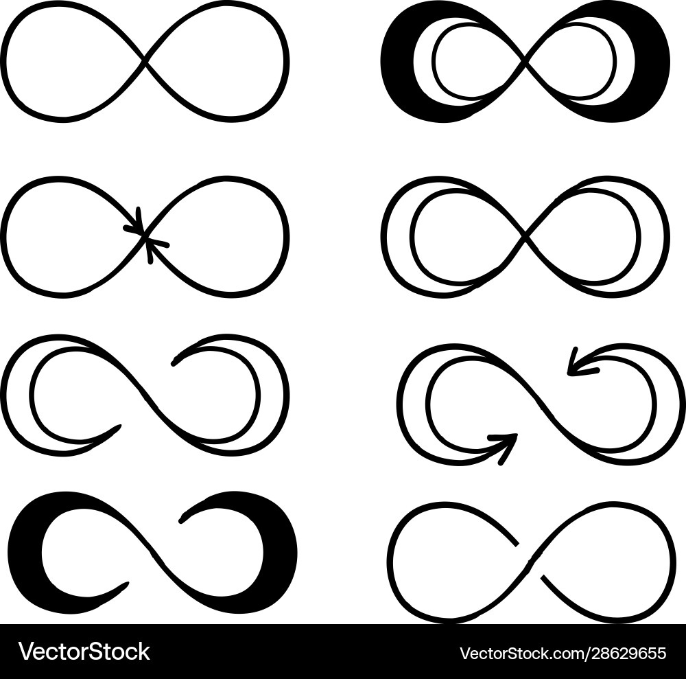 Infinity symbols eternal limitless endless life Vector Image